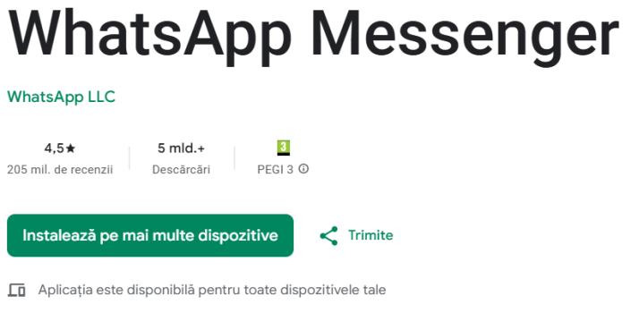 WhatsApp download instalare pe telefon mobil - evomag.ro