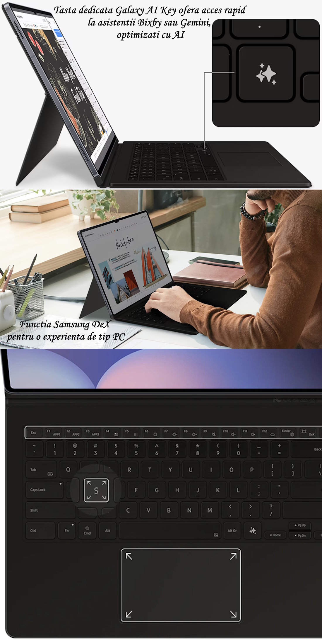 Husa de protectie Samsung Smart Book Cover Keyboard pentru Galaxy Tab ...